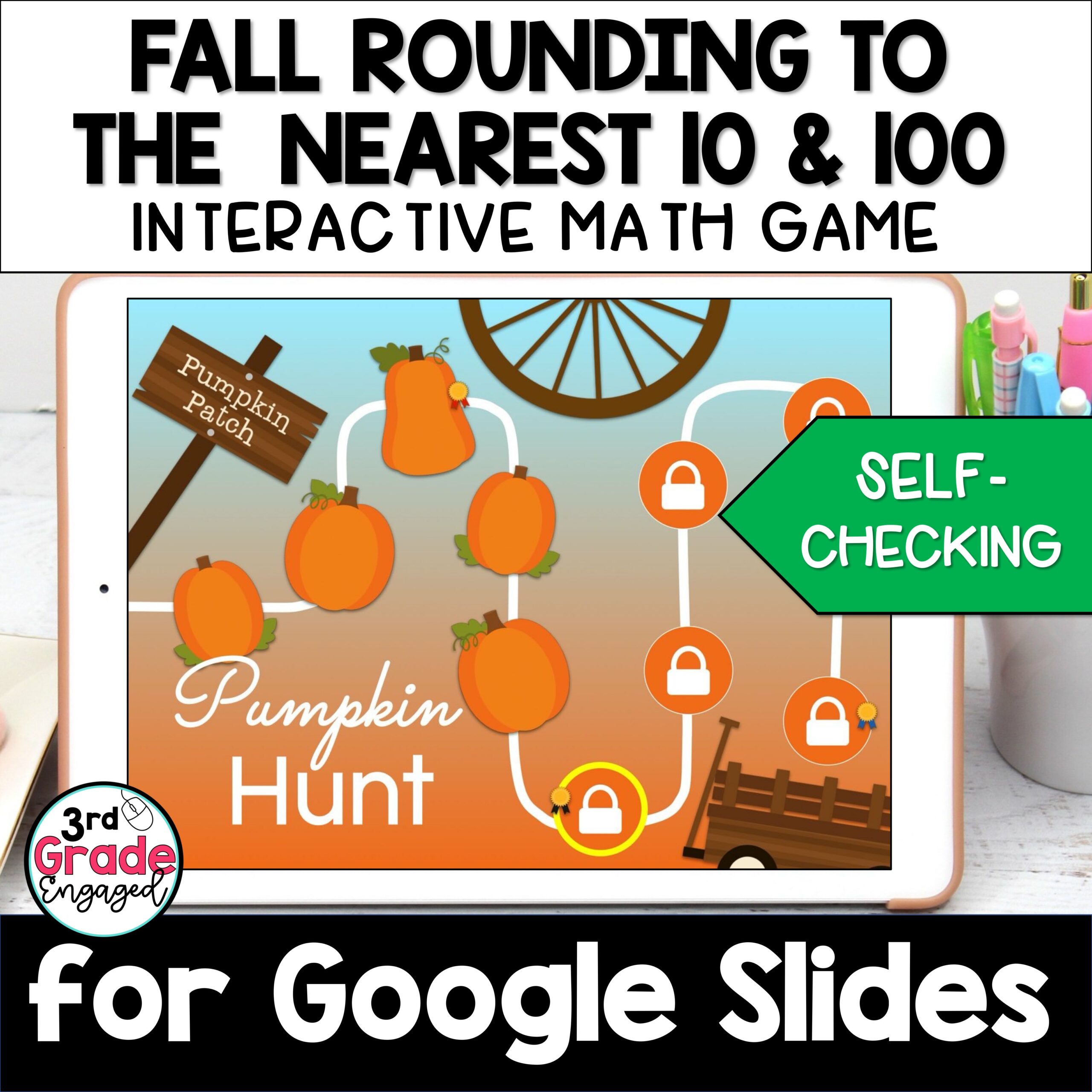 Fall Rounding To The Nearest 10 And 100 Math Game For Google Slides