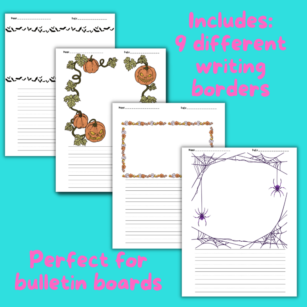 Writing Paper with Halloween Borders - Made By Teachers