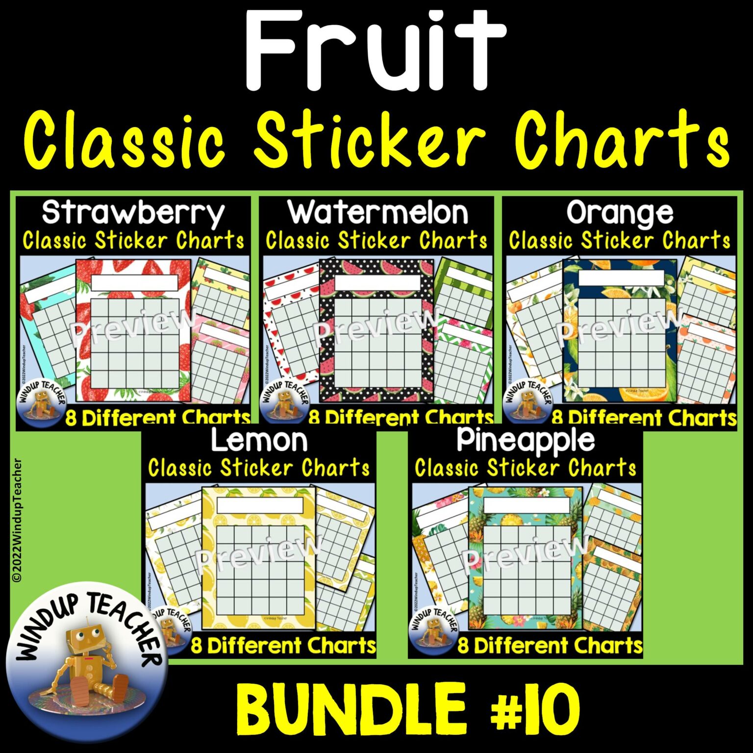 Fruit Classic Sticker Chart BUNDLE #10 - Made By Teachers
