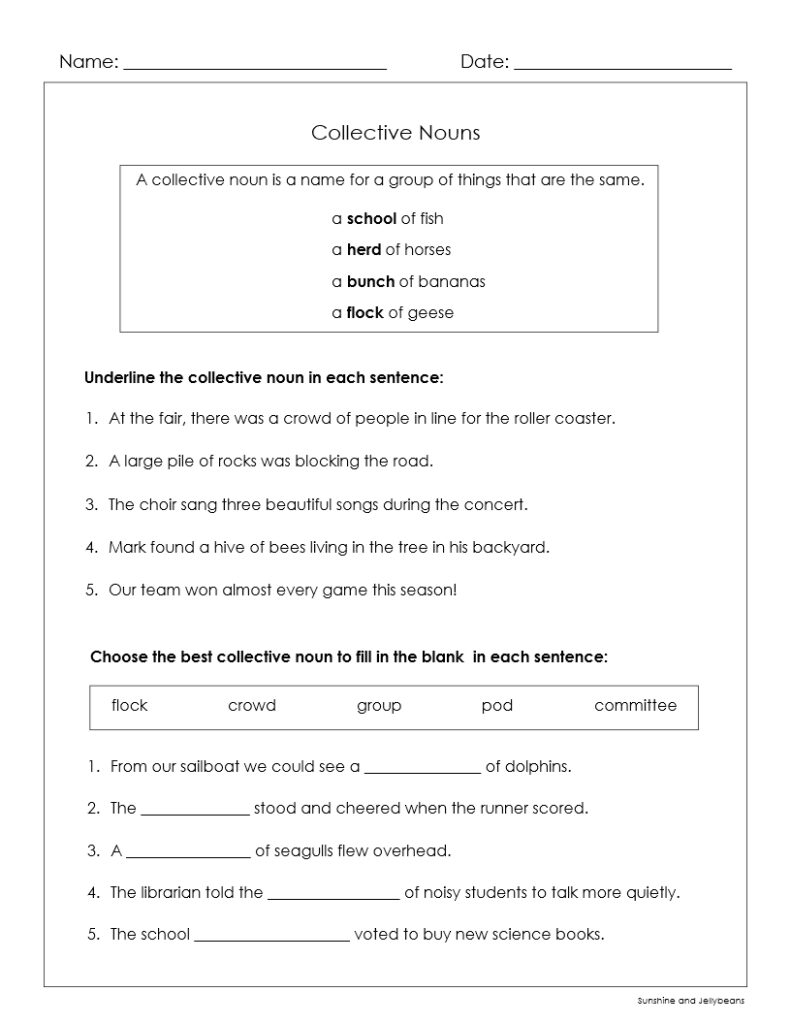 Collective Nouns - Recognizing and Using Them - Grades 2-3 - Made By ...