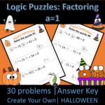 Halloween Themed Factoring A=1 | Logic Puzzles | Algebra 1 | Made By ...