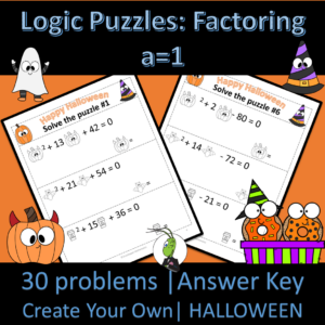 Halloween Themed Factoring A=1 | Logic Puzzles | Algebra 1 | Made By ...