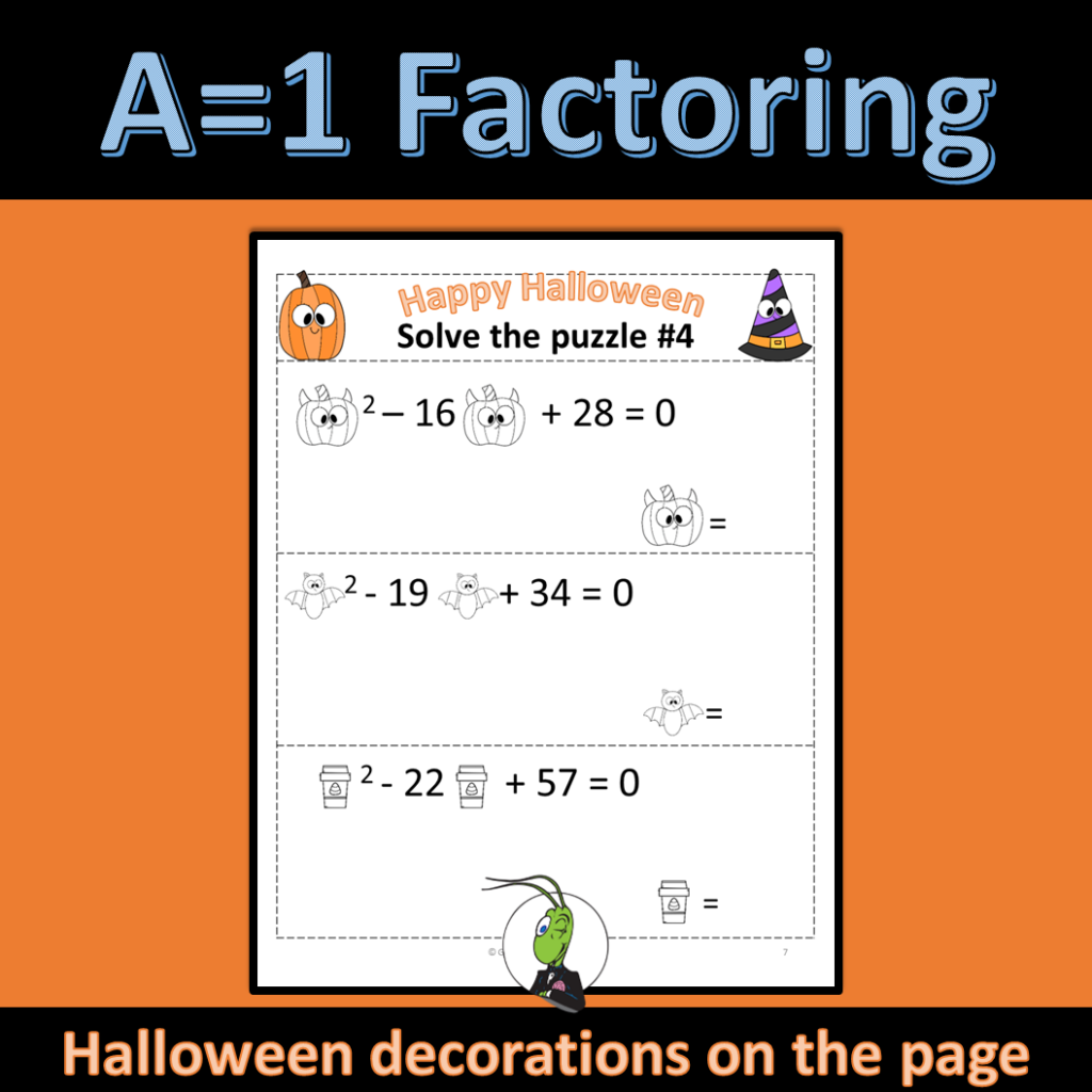 Halloween Themed Factoring A=1 | Logic Puzzles | Algebra 1 | Made By ...