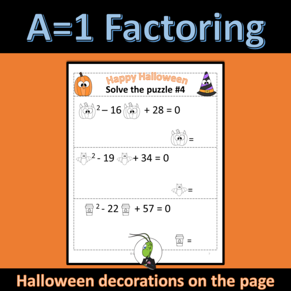 Halloween Themed Factoring A=1 | Logic Puzzles | Algebra 1 | Made By ...