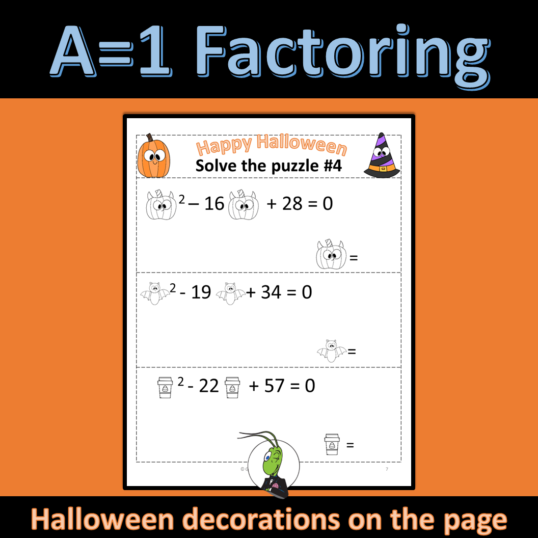 Halloween Themed Factoring A=1 | Logic Puzzles | Algebra 1 | Made By ...