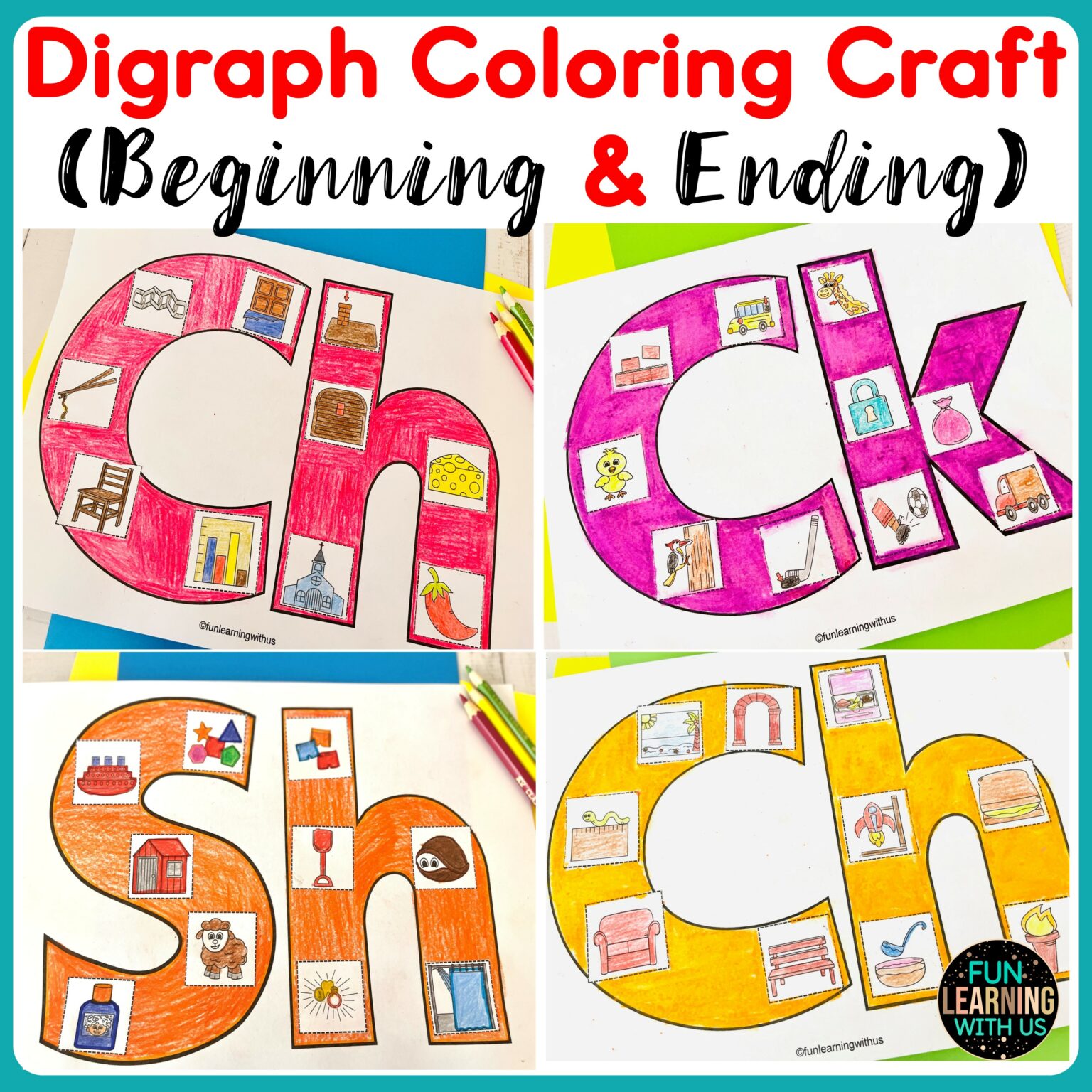 Beginning & Ending Digraph Coloring Sheets Bundle | Centers & Morning ...