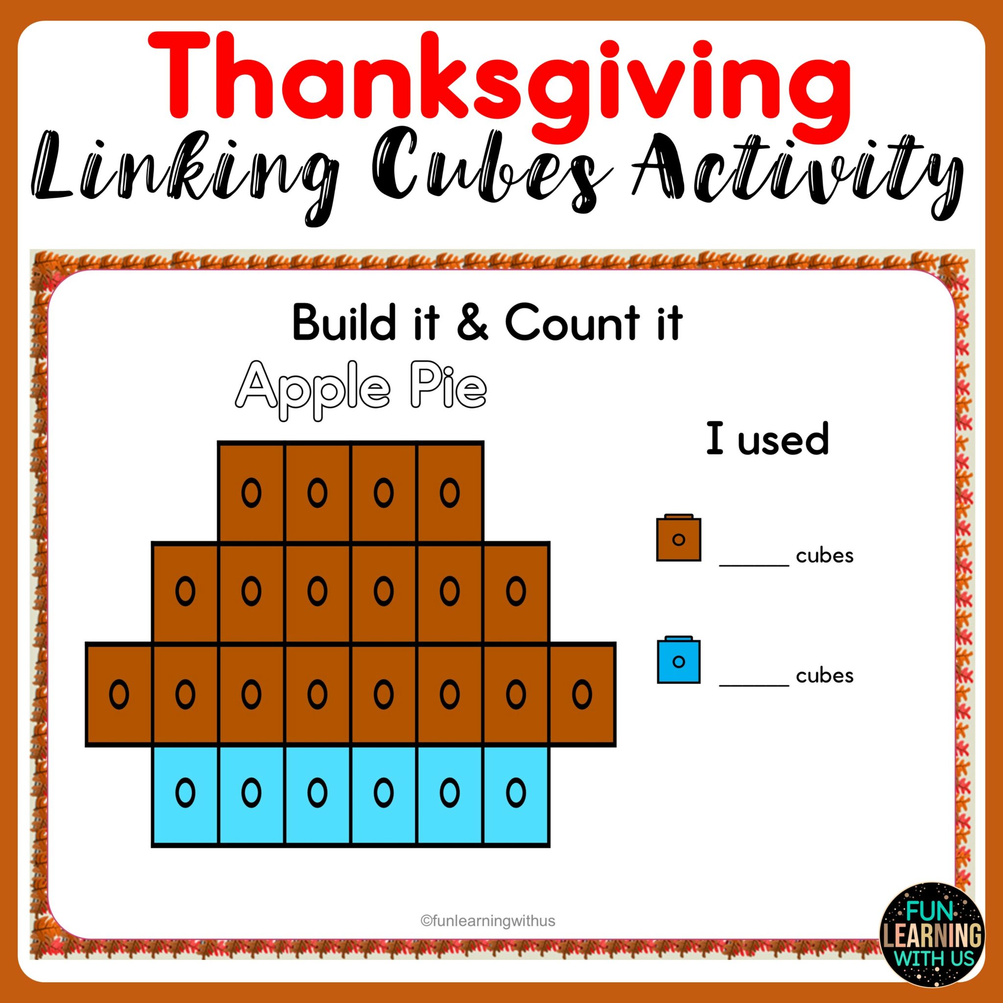 Thanksgiving Linking Cubes Mats | Fine motor Skill Math or STEM Center ...