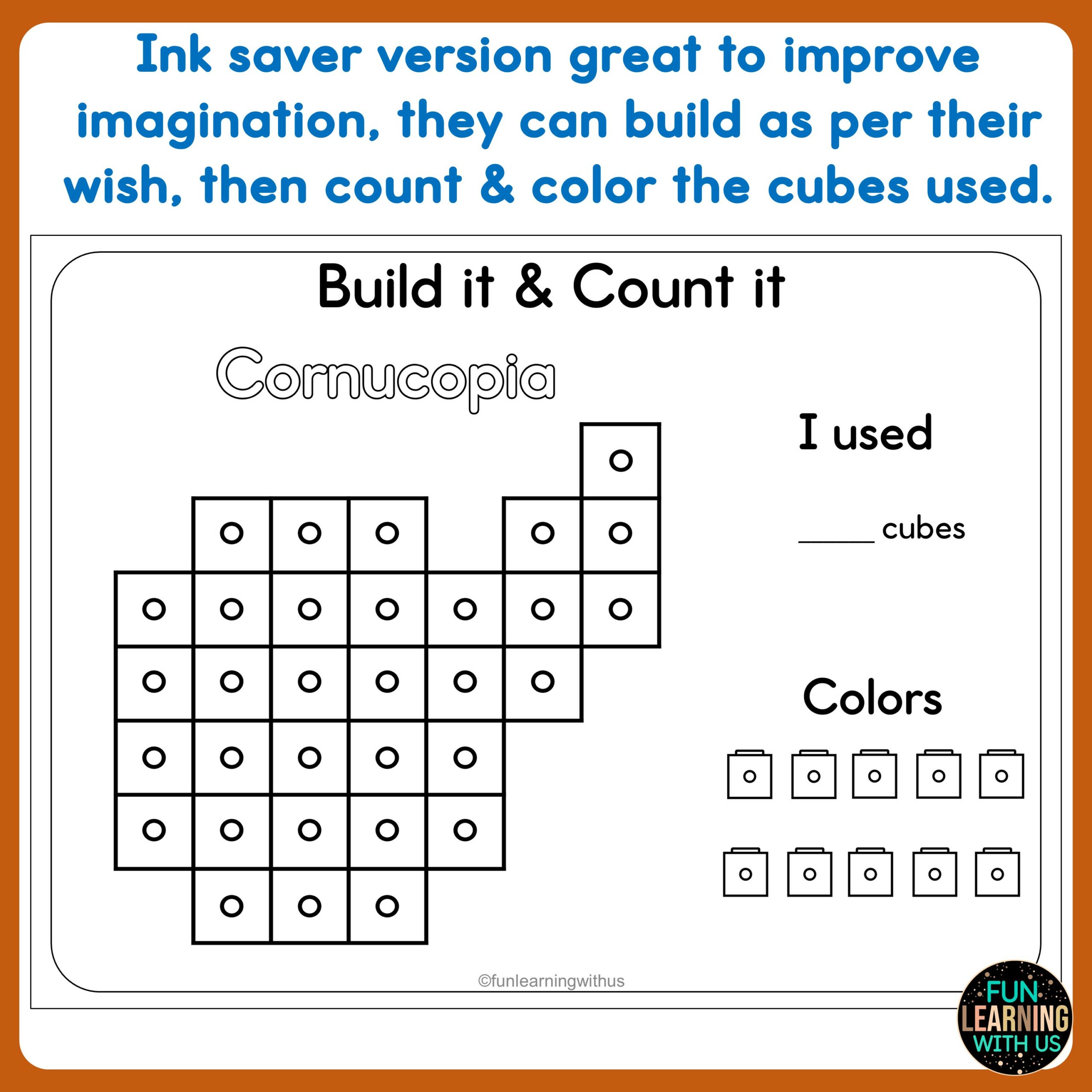 Thanksgiving Linking Cubes Mats | Fine motor Skill Math or STEM Center ...