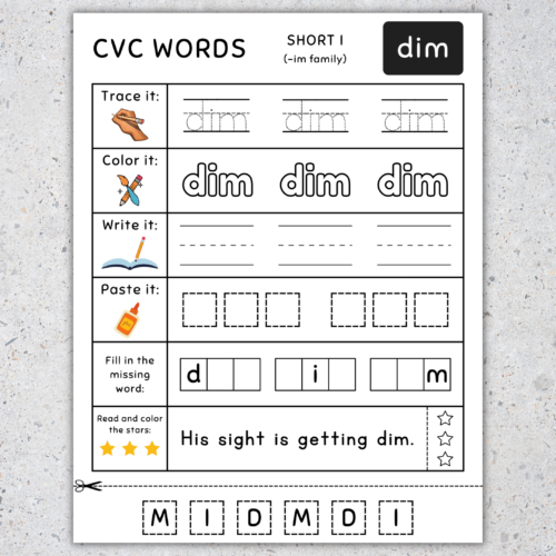 CVC Words Worksheets: Read, Write, Color, Trace All-In-One Worksheet ...