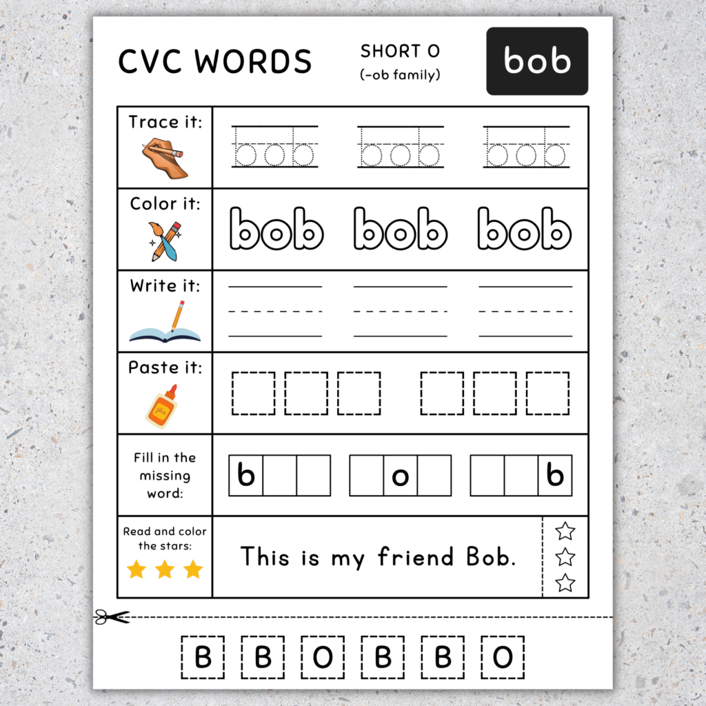 CVC Words Worksheets: Read, Write, Color, Trace All-In-One Worksheet ...