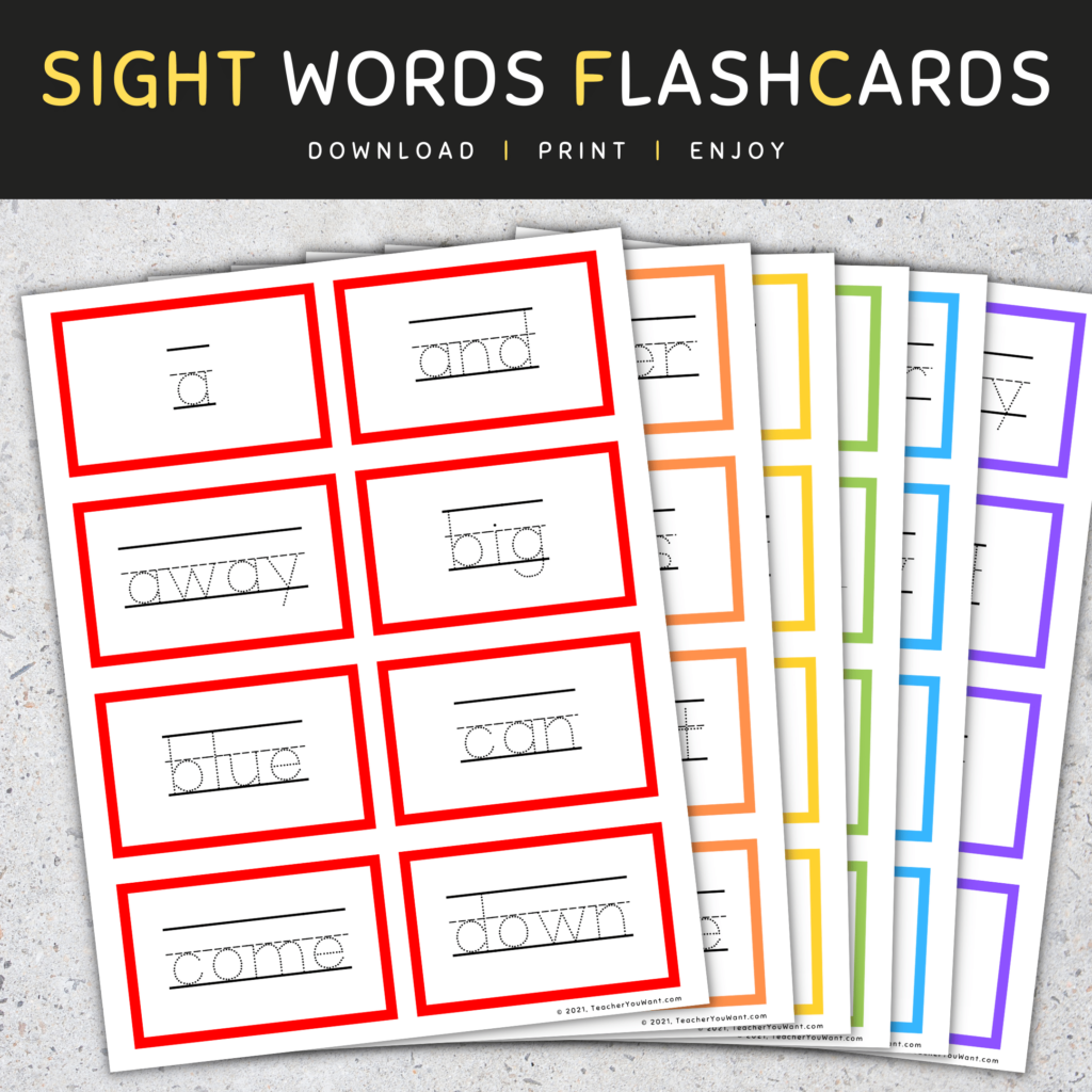 Sight Words Trace Flashcards: Pre-K, Primer, 1st, 2nd, 3rd Grade & 95 ...