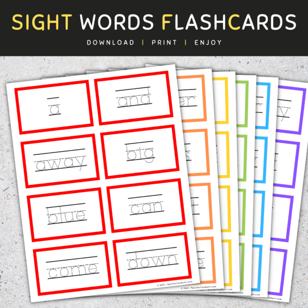 Sight Words Trace Flashcards: Pre-K, Primer, 1st, 2nd, 3rd Grade & 95 ...