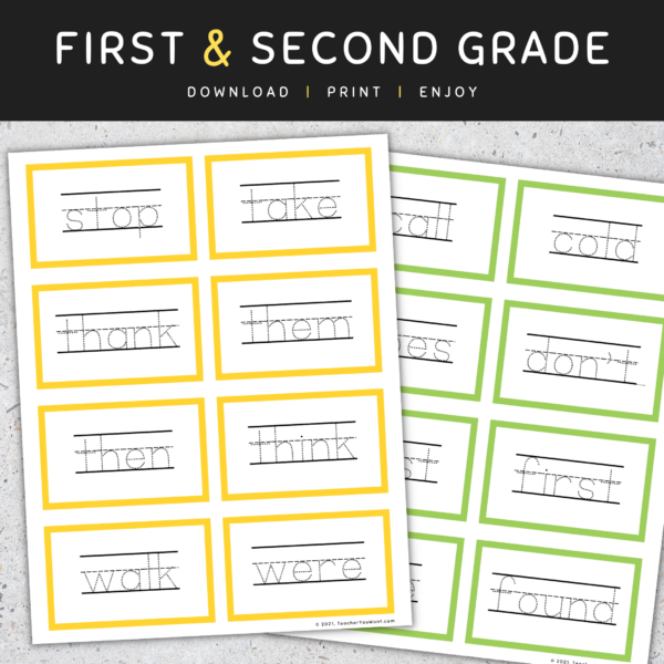 Sight Words Trace Flashcards: Pre-K, Primer, 1st, 2nd, 3rd Grade & 95 ...