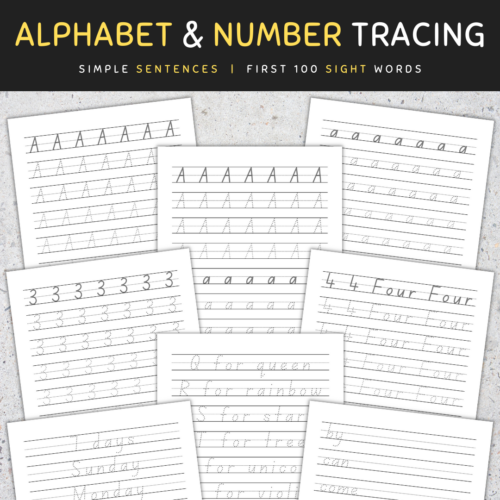 Alphabet & Number Tracing Worksheets: Handwriting Practice Pages ...