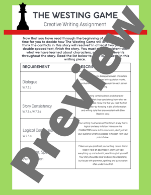 The Westing Game Creative Writing Assignment - Made By Teachers