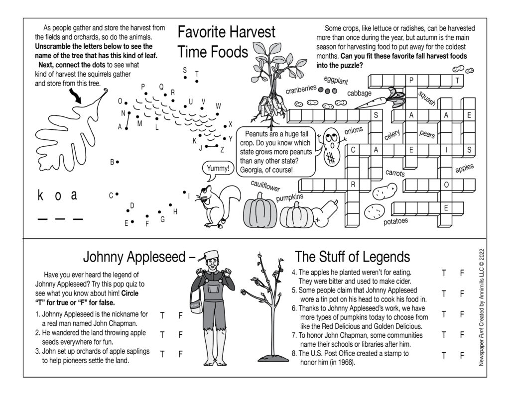 Fall Harvest, Apples, and Johnny Appleseed Printable Puzzle Set | Made ...