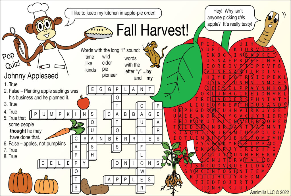 Fall Harvest, Apples, and Johnny Appleseed Printable Puzzle Set | Made ...