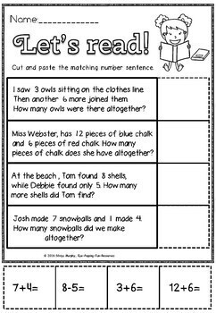 number sentences and word problems | Made By Teachers
