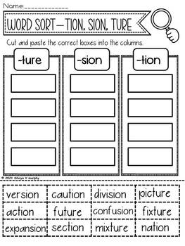 tion,ture,sion sort | Made By Teachers