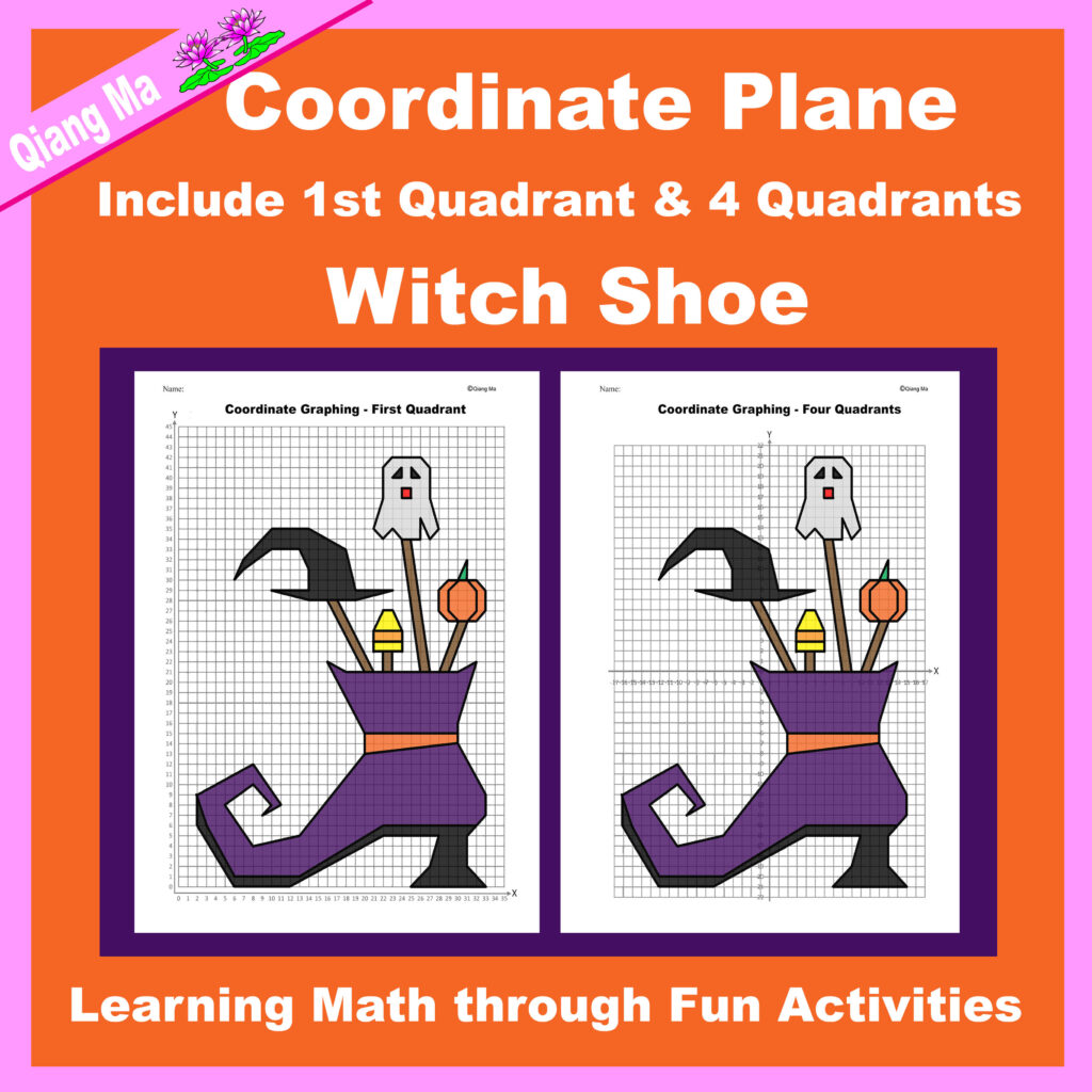 Halloween Coordinate Plane Graphing Picture: Witch Shoe | Made By Teachers