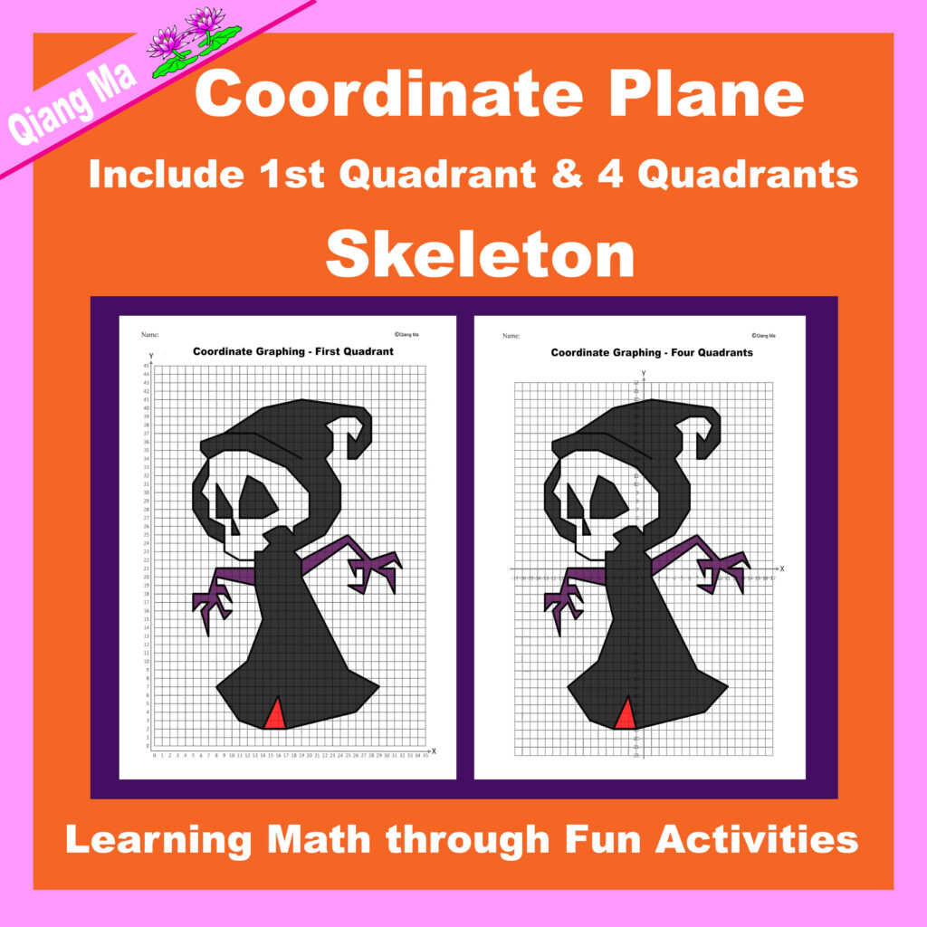 Halloween Coordinate Plane Graphing Picture: Skeleton - Made By Teachers
