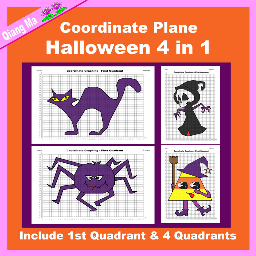 Halloween Coordinate Plane Graphing Picture: Halloween Bundle 4 in 1 ...