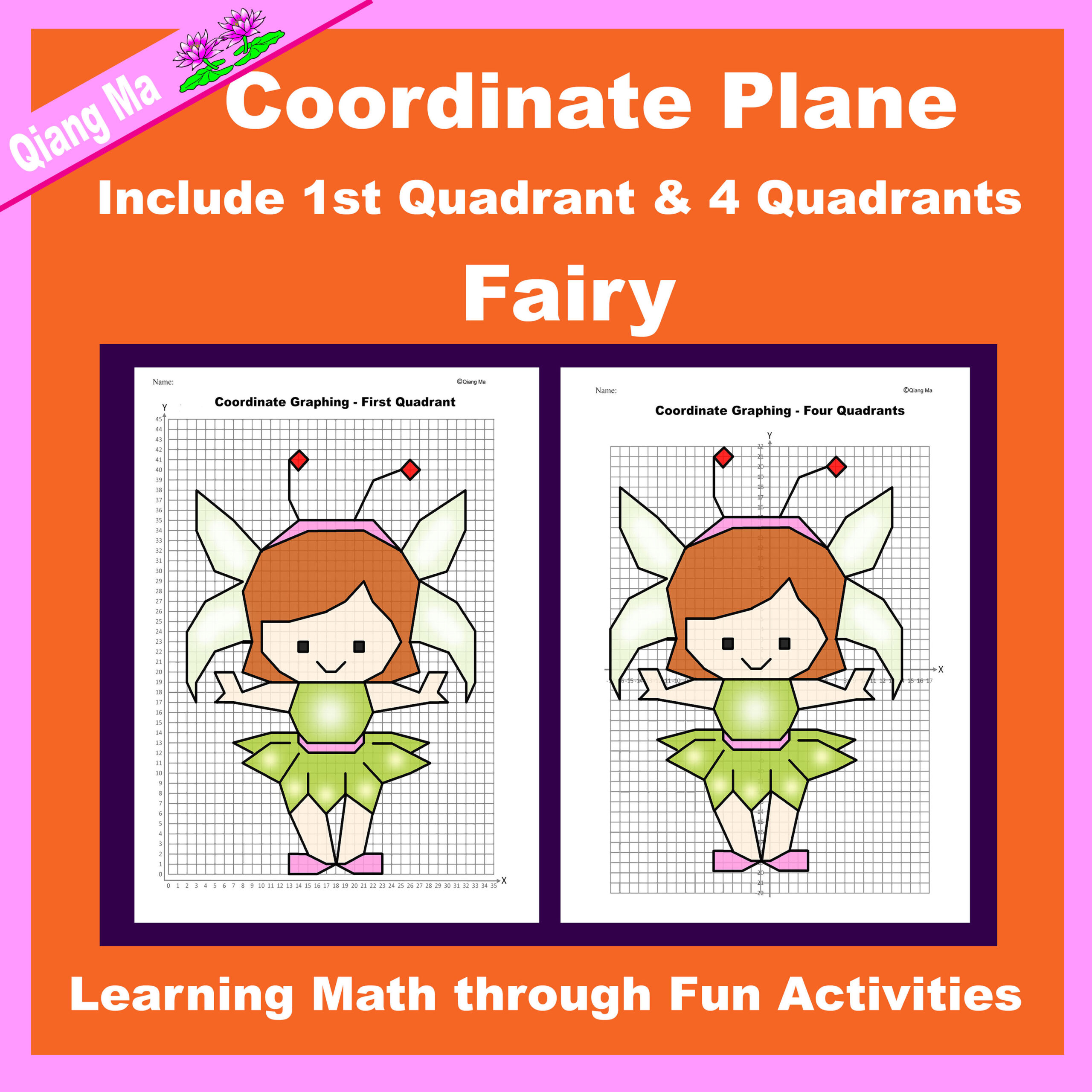 Halloween Coordinate Plane Graphing Picture: Fairy - Made By Teachers