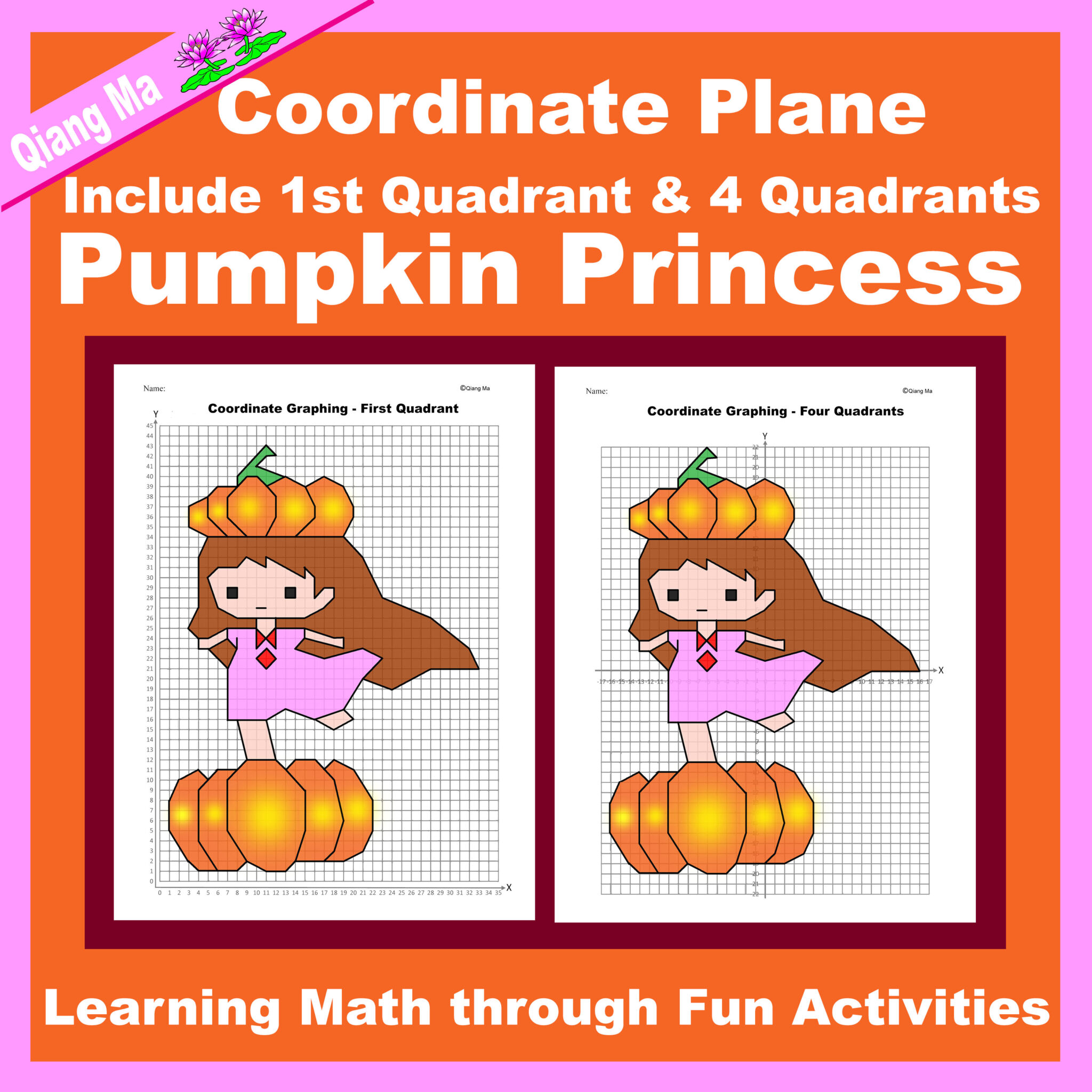 Halloween Coordinate Plane Graphing Picture: Pumpkin Princess | Made By ...