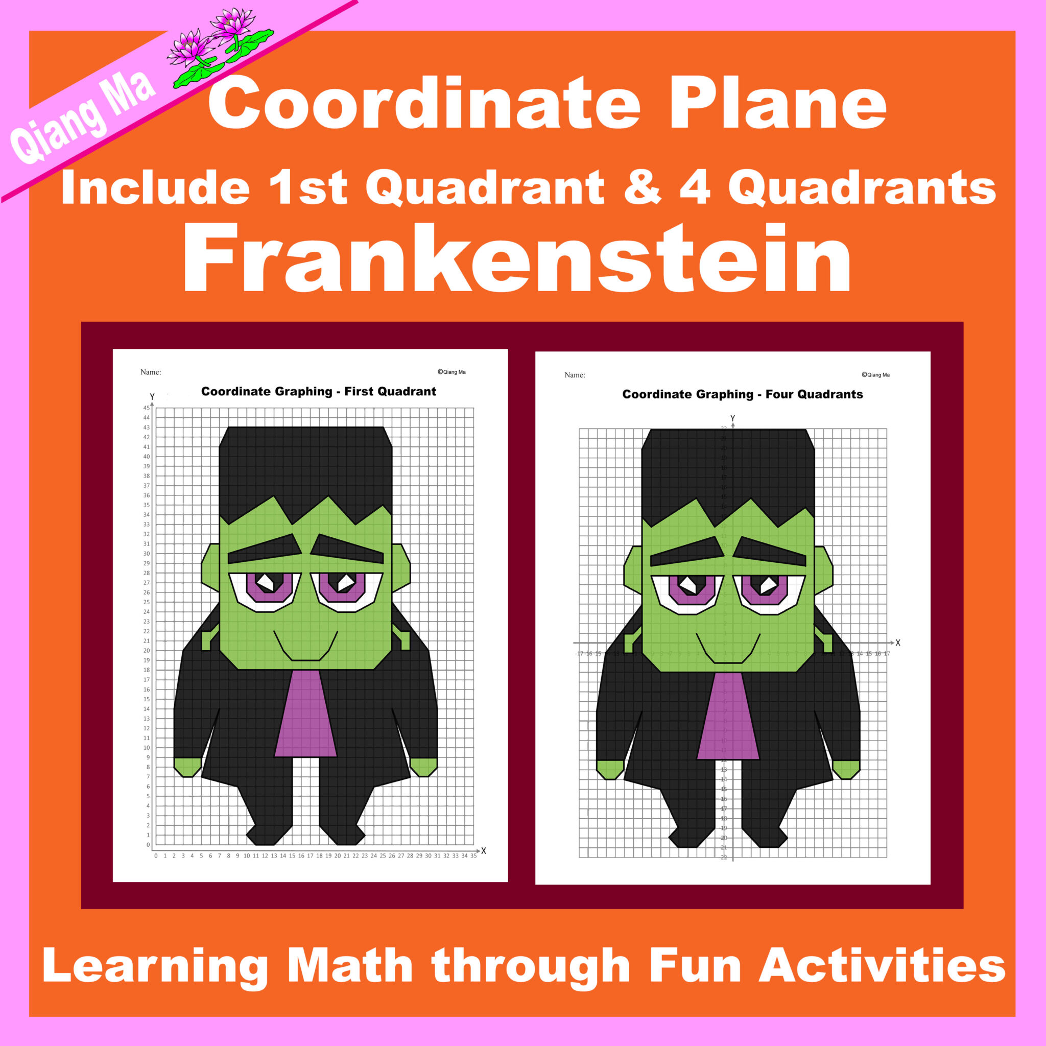 Halloween Coordinate Plane Graphing Picture: Frankenstein | Made By ...
