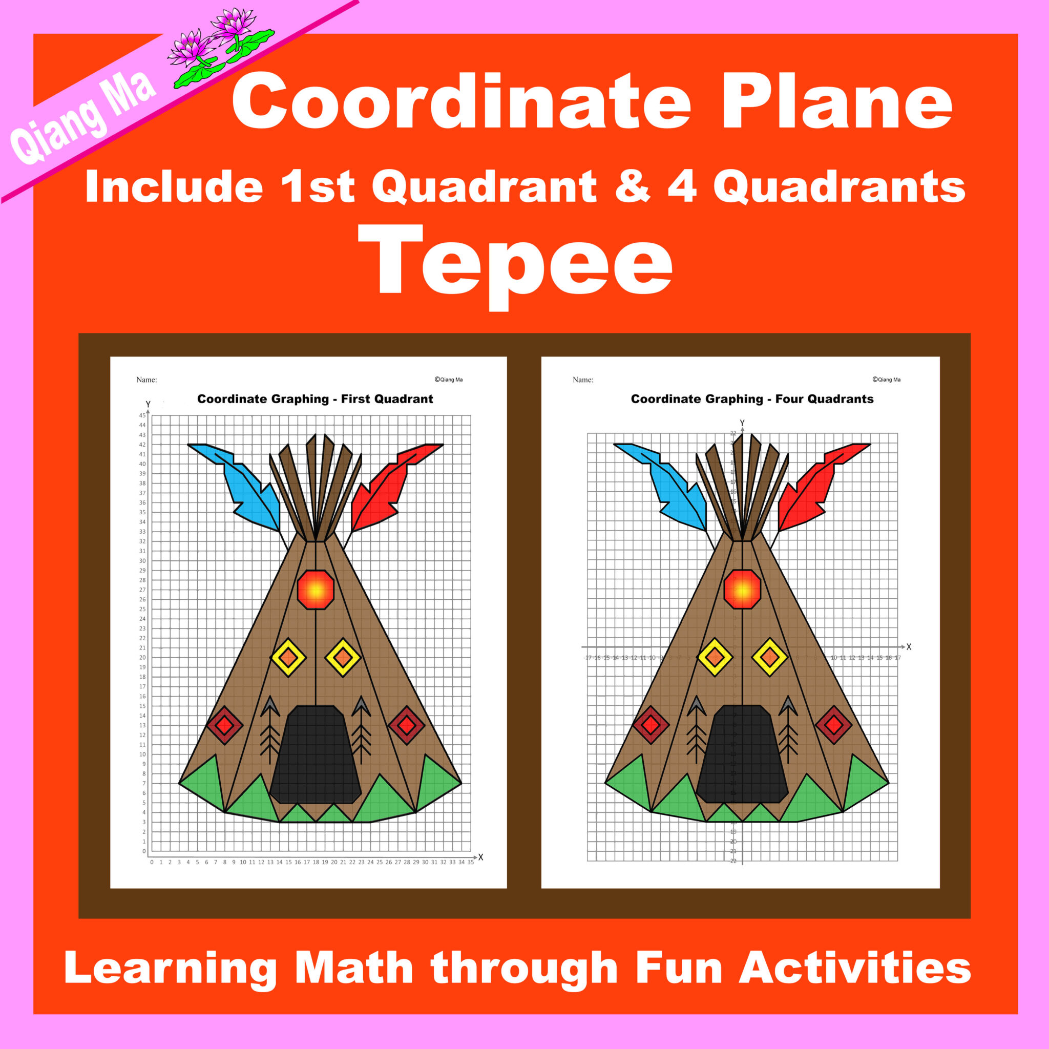 Thanksgiving Coordinate Plane Graphing Picture: Tepee - Made By Teachers