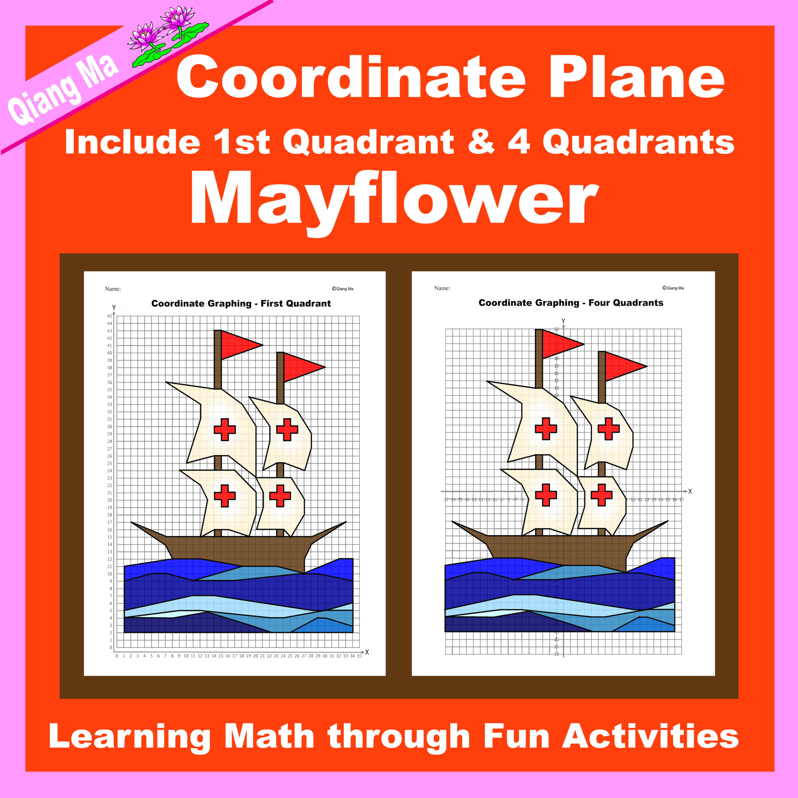 Thanksgiving Coordinate Plane Graphing Picture: Mayflower - Made By ...