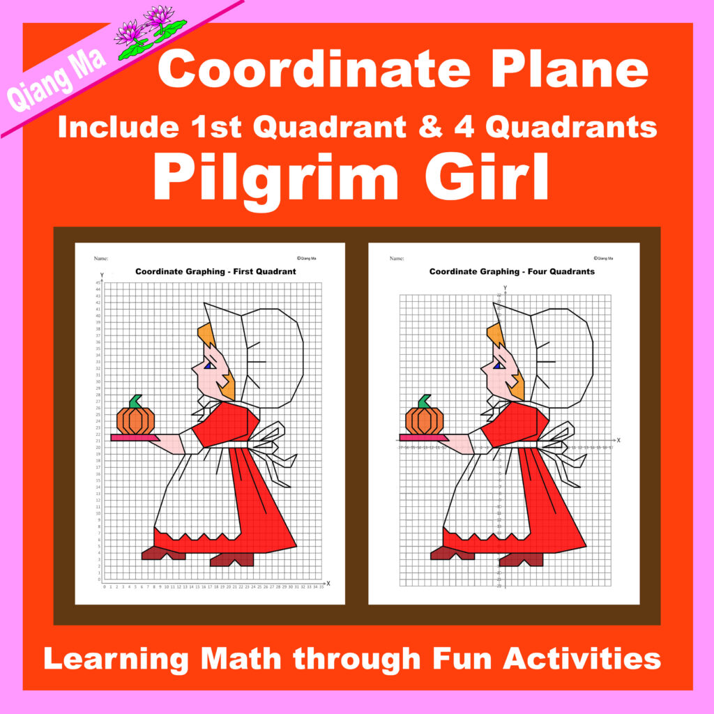 Thanksgiving Coordinate Plane Graphing Picture: Pilgrim Girl - Made By ...