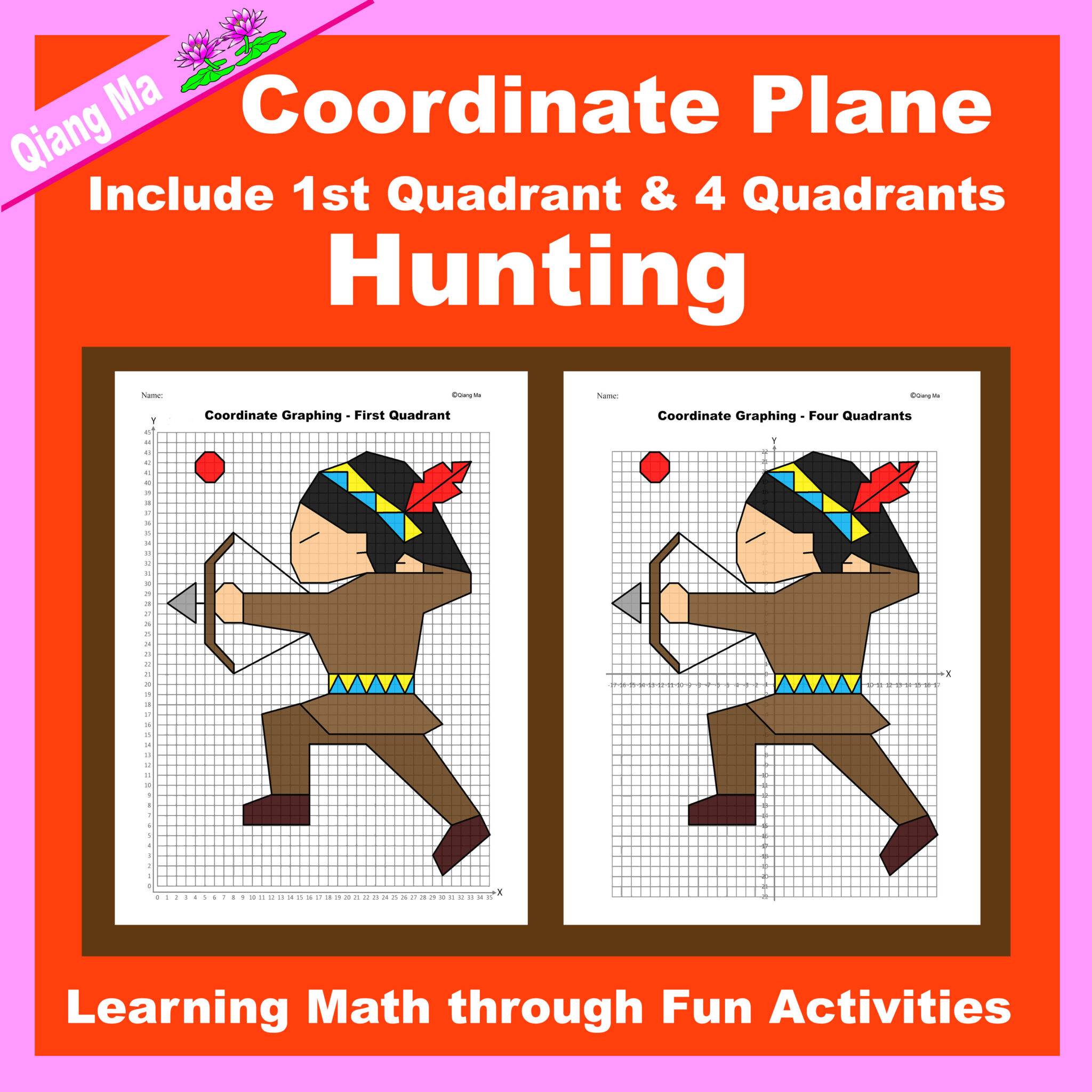 Thanksgiving Coordinate Plane Graphing Picture: Hunting | Made By Teachers