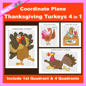 Thanksgiving Coordinate Plane Graphing Picture: Turkey Bundle 4 in 1 ...