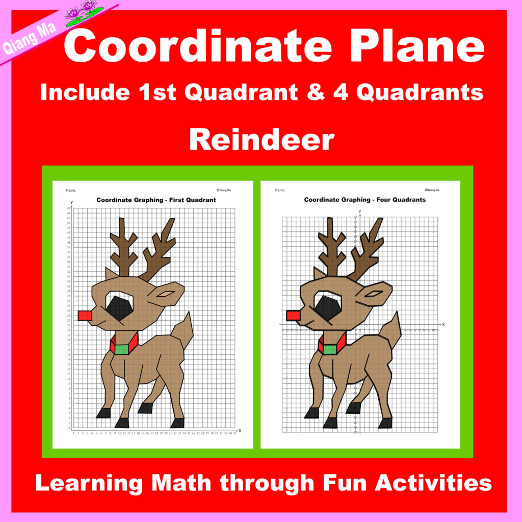 Christmas Coordinate Plane Graphing Picture: Reindeer | Made By Teachers