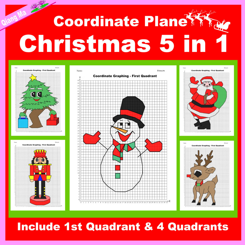 Christmas Coordinate Plane Graphing Picture: Christmas Bundle 5 in 1 ...
