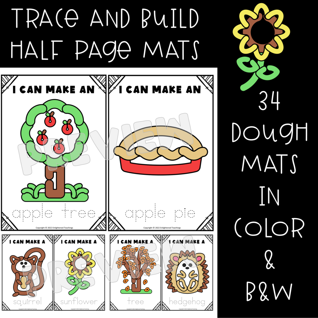 Fall Play Dough Mats Fine Motor Skills, Autumn Playdough Mats, Playdoh ...