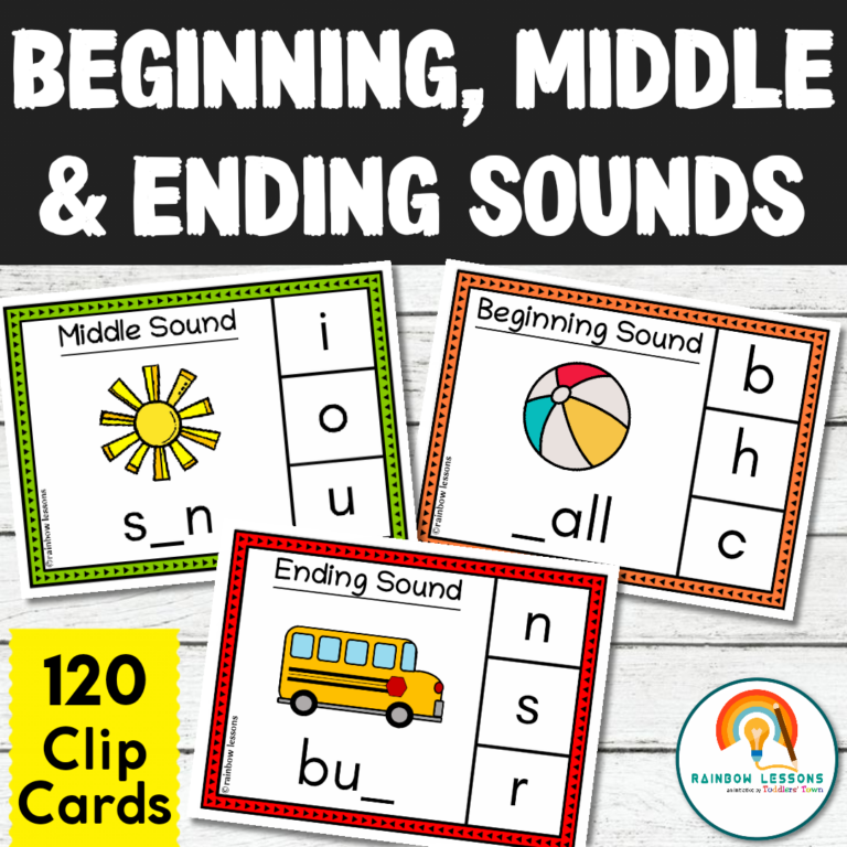 Beginning Middle and End | Beginning Middle Ending Sound Clip Cards ...