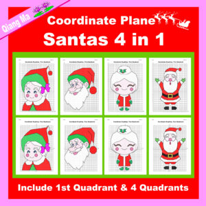 Christmas Coordinate Plane Graphing Picture: Santa Bundle 4 in 1 | Made ...