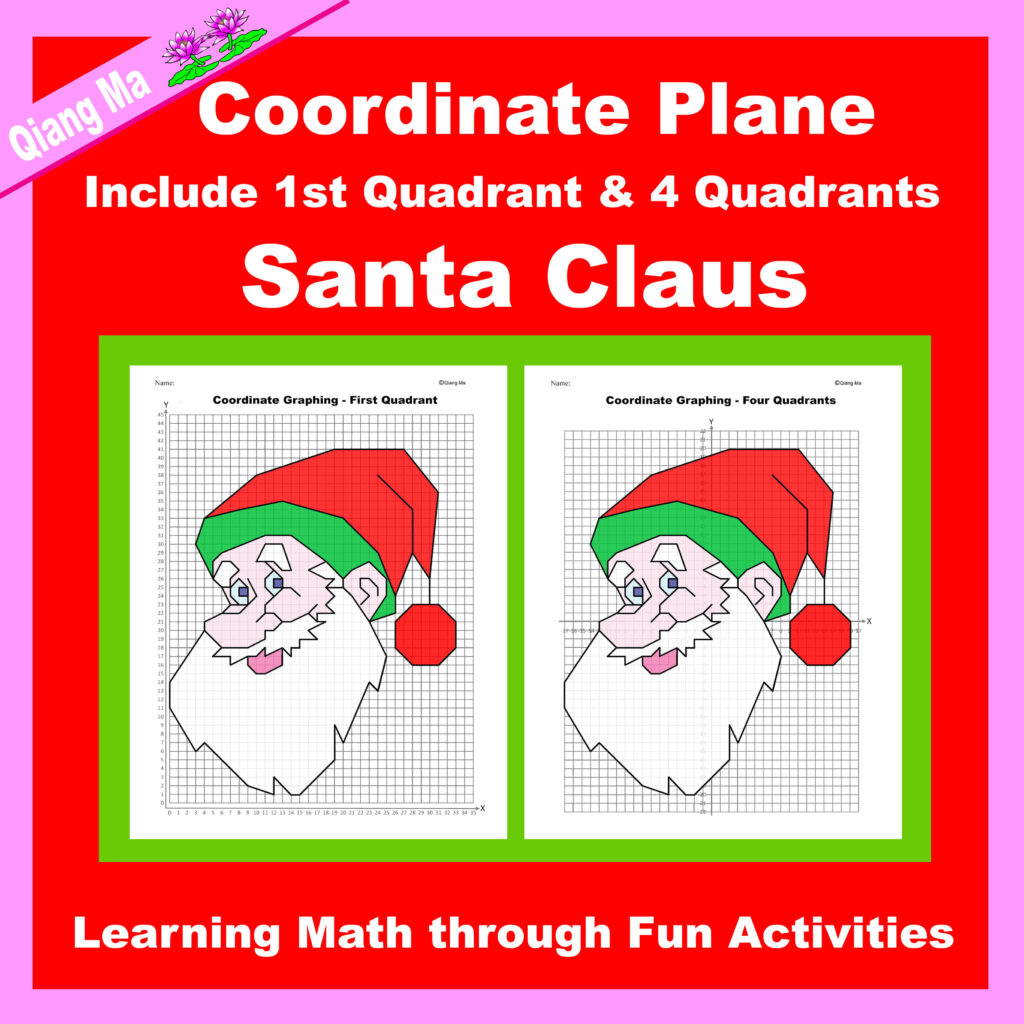 Christmas Coordinate Plane Graphing Picture: Santa Bundle 4 in 1 | Made ...