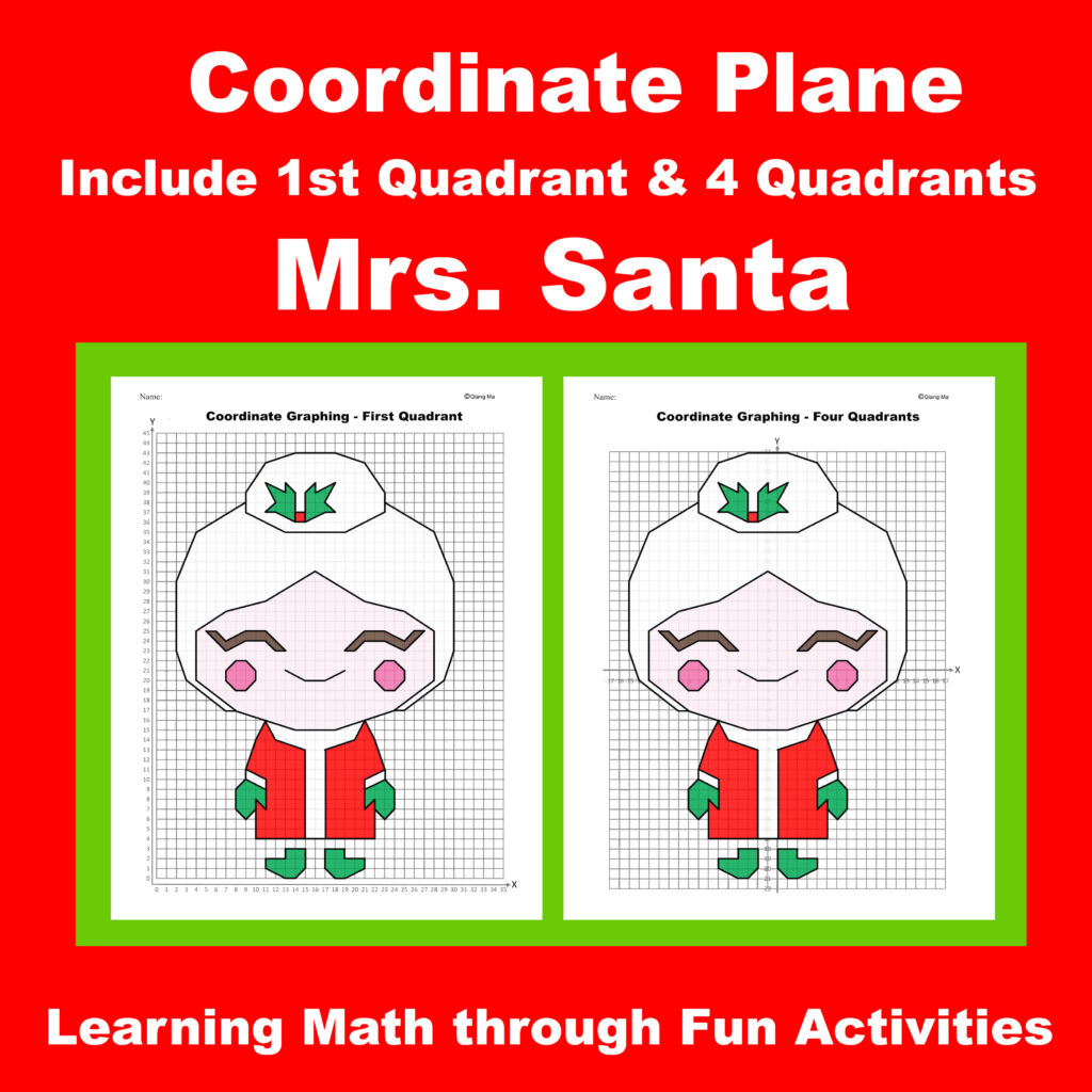 Christmas Coordinate Plane Graphing Picture: Santa Bundle 4 in 1 - Made ...