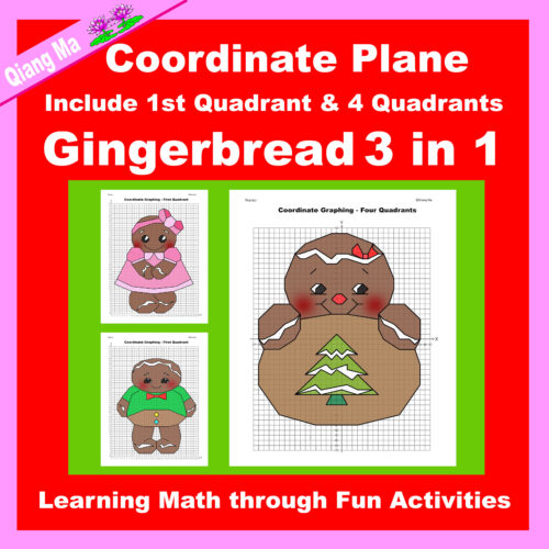 Christmas Coordinate Plane Graphing Picture: Gingerbread Bundle 3 in 1 ...