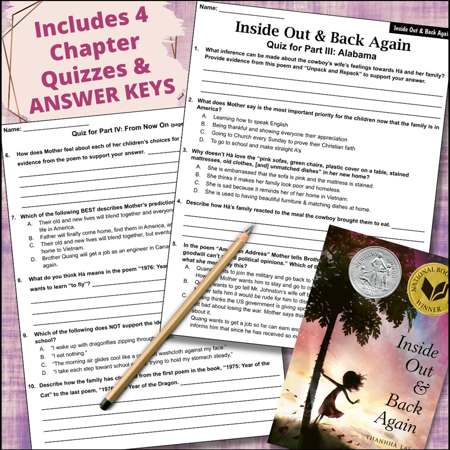 Inside Out and Back Again | Quizzes | Essay Questions | Writing Prompts ...