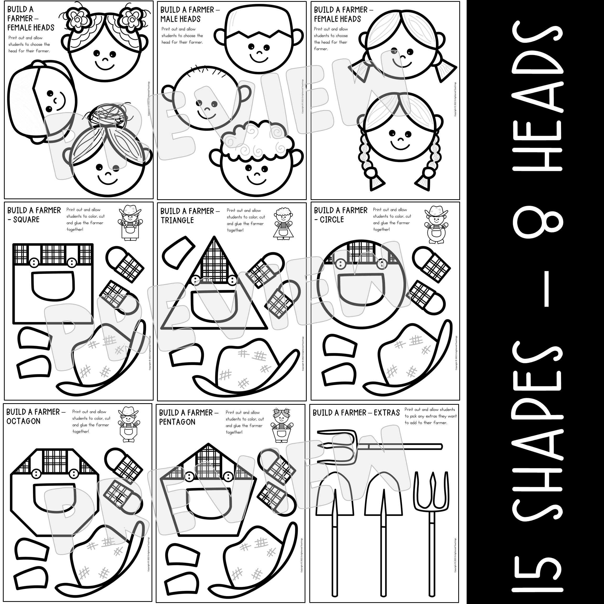 Build a Farmer Shape Craft - 2D Shapes Craft - Community Helpers - Made ...