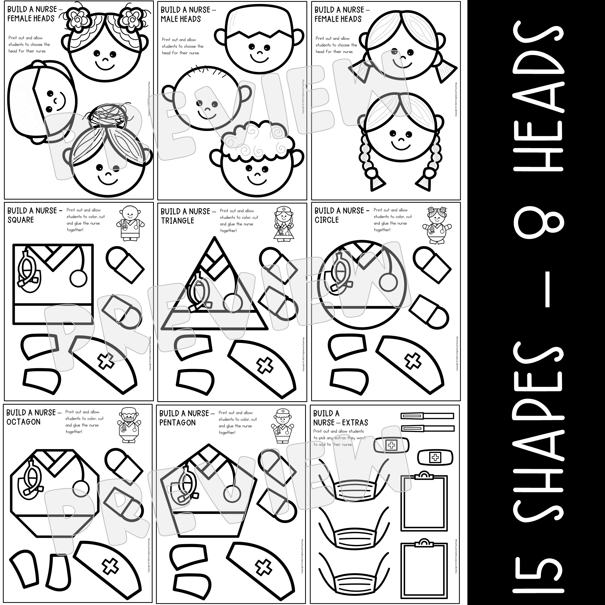 Build a Nurse Shape Craft - 2D Shapes Craft - Community Helpers | Made ...