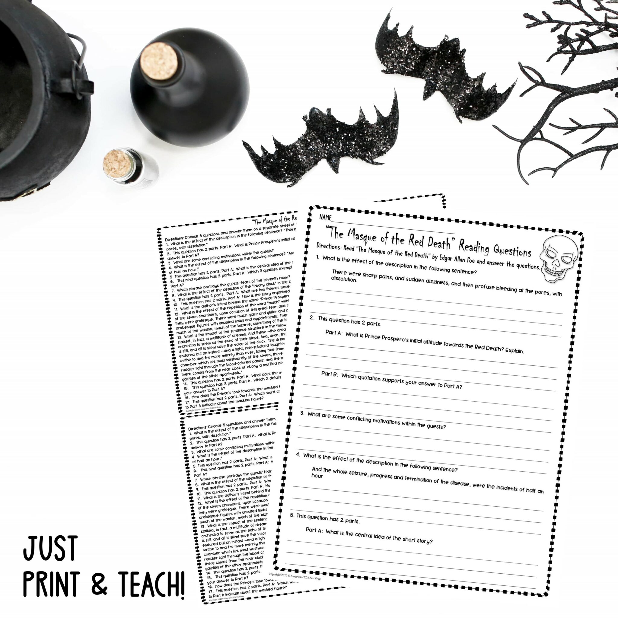 The Masque of the Red Death Quiz Poe Reading Comprehension with Answer ...