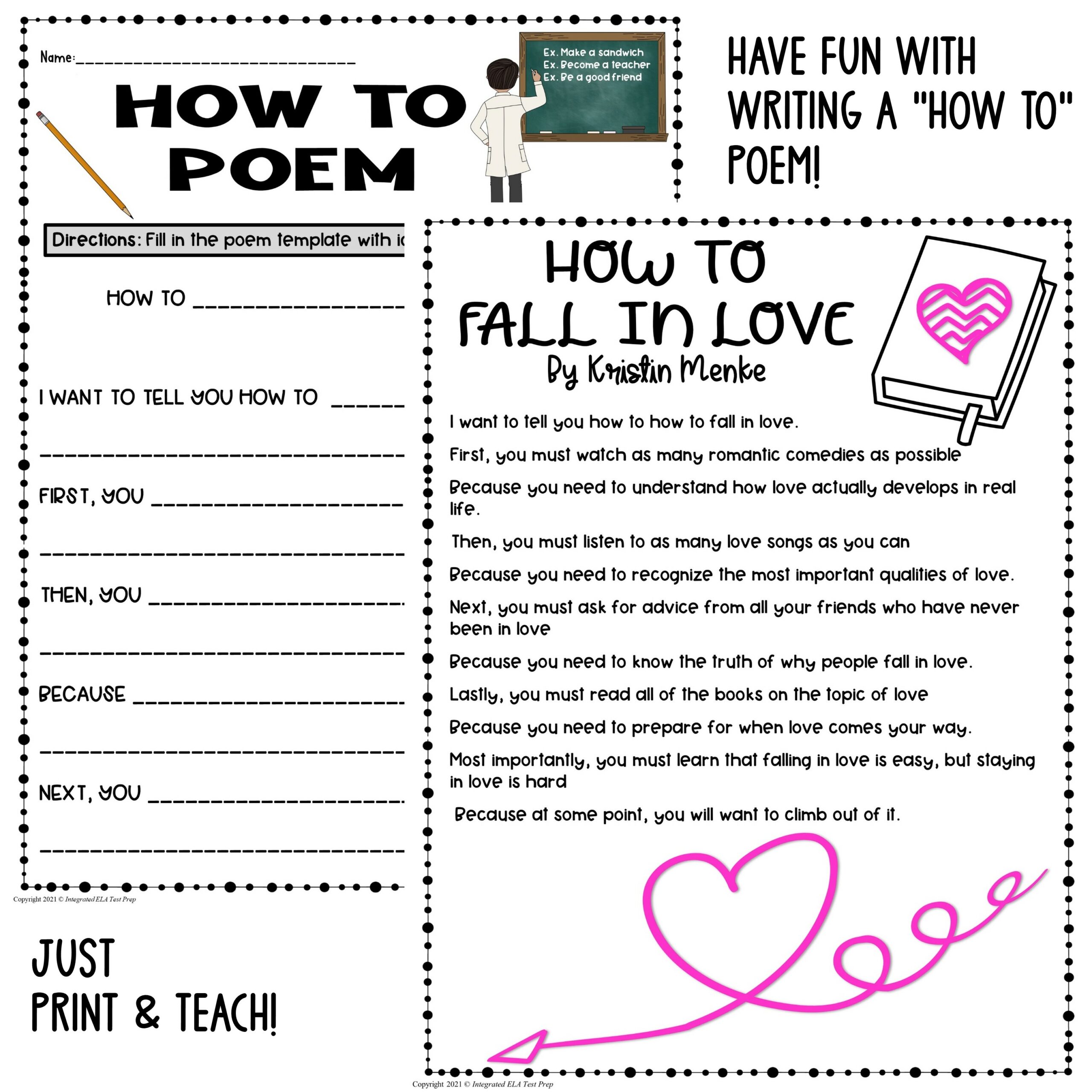 Song of Myself Poetry Activity and Poetry Writing Template Activity How ...