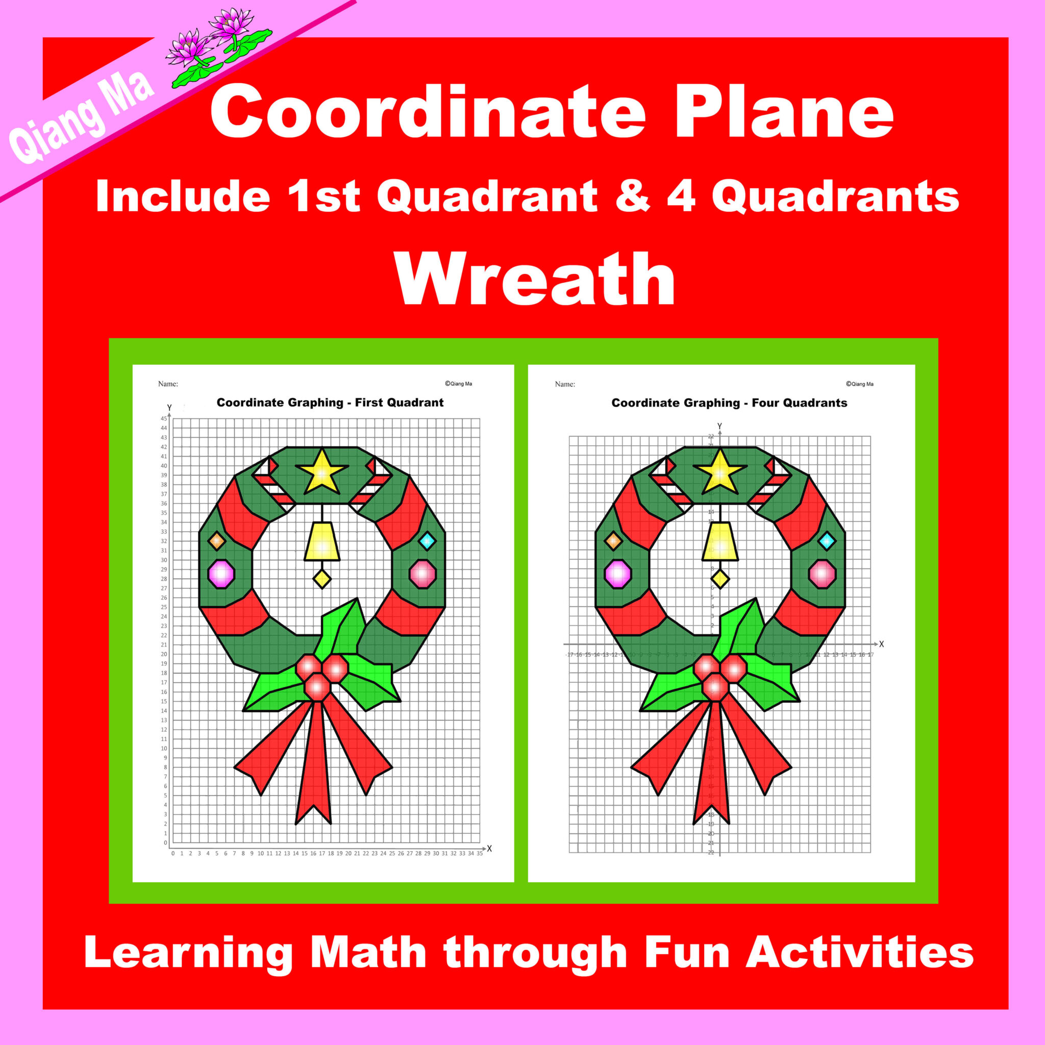 Christmas Coordinate Plane Graphing Picture: Wreath - Made By Teachers