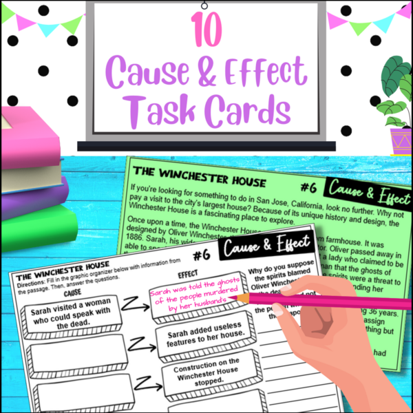 Problem & Solution | Cause & Effect | Reading Task Cards | Test Prep ...