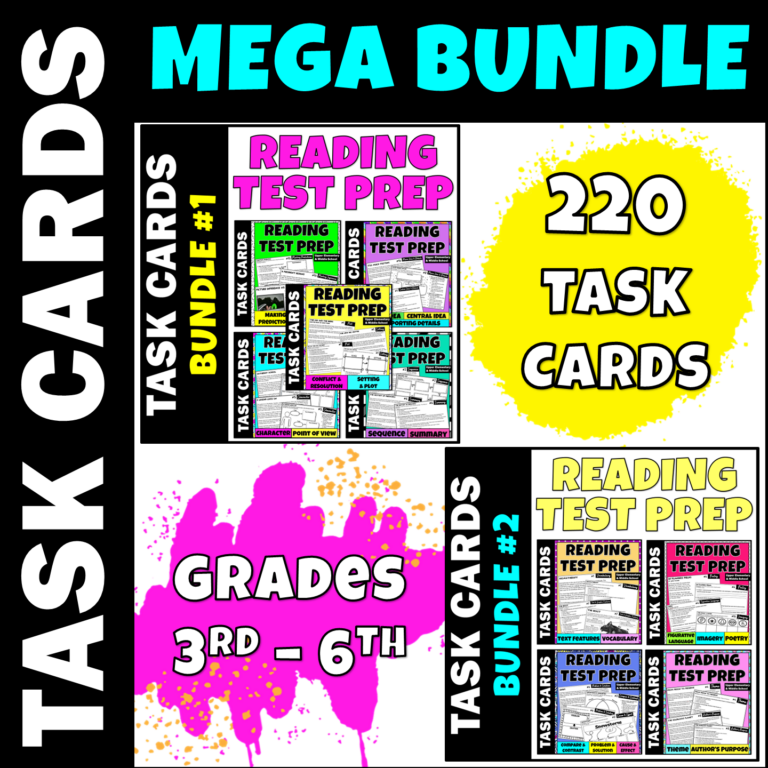 Reading Comprehension Task Cards | MEGA BUNDLE | Test Prep - Made By ...